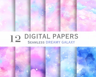Watercolor Galaxy Digital Paper Seamless Night Sky - Etsy