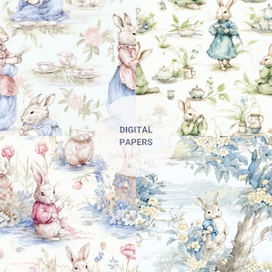 Seamless Beatrix Potter Toile De Jouy Inspired Pattern Potter Rabbit ...