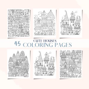 Cute Houses Coloring Pages, 45 Minimalist Kawaii House Coloring for Kid ...
