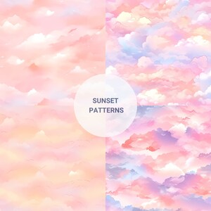Seamless Sunset Sky Pattern Clouds Digital Paper Seamless Dreamy Sky ...