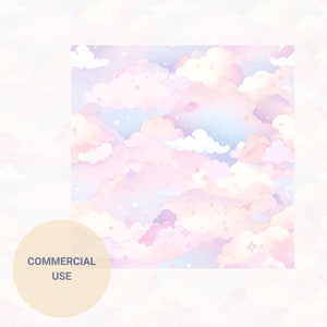 Seamless Clouds Pattern Digital Paper Seamless Dreamy Cloud Pattern ...