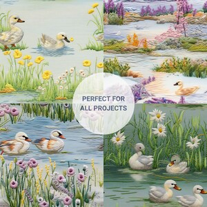 Seamless Knitted Ducks Embroidery Pond Pattern Digital Download 3D ...