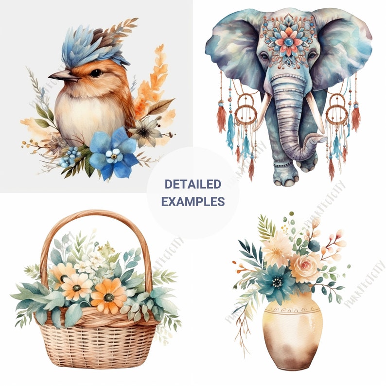 Midjourney Prompts for Watercolor Boho Design AI Bohemian Arts - Etsy