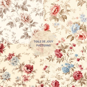 Seamless Beige Toile De Jouy Digital Paper Seamless French Pattern ...