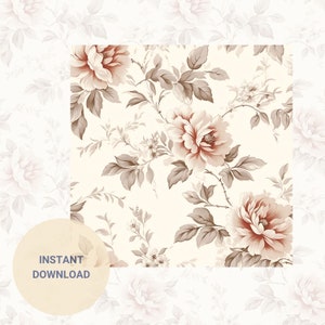 Seamless Beige Toile De Jouy Digital Paper Seamless French Pattern ...