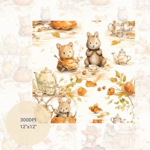 Seamless Beatrix Potter Inspired Fall Pattern Watercolor Style Fall ...