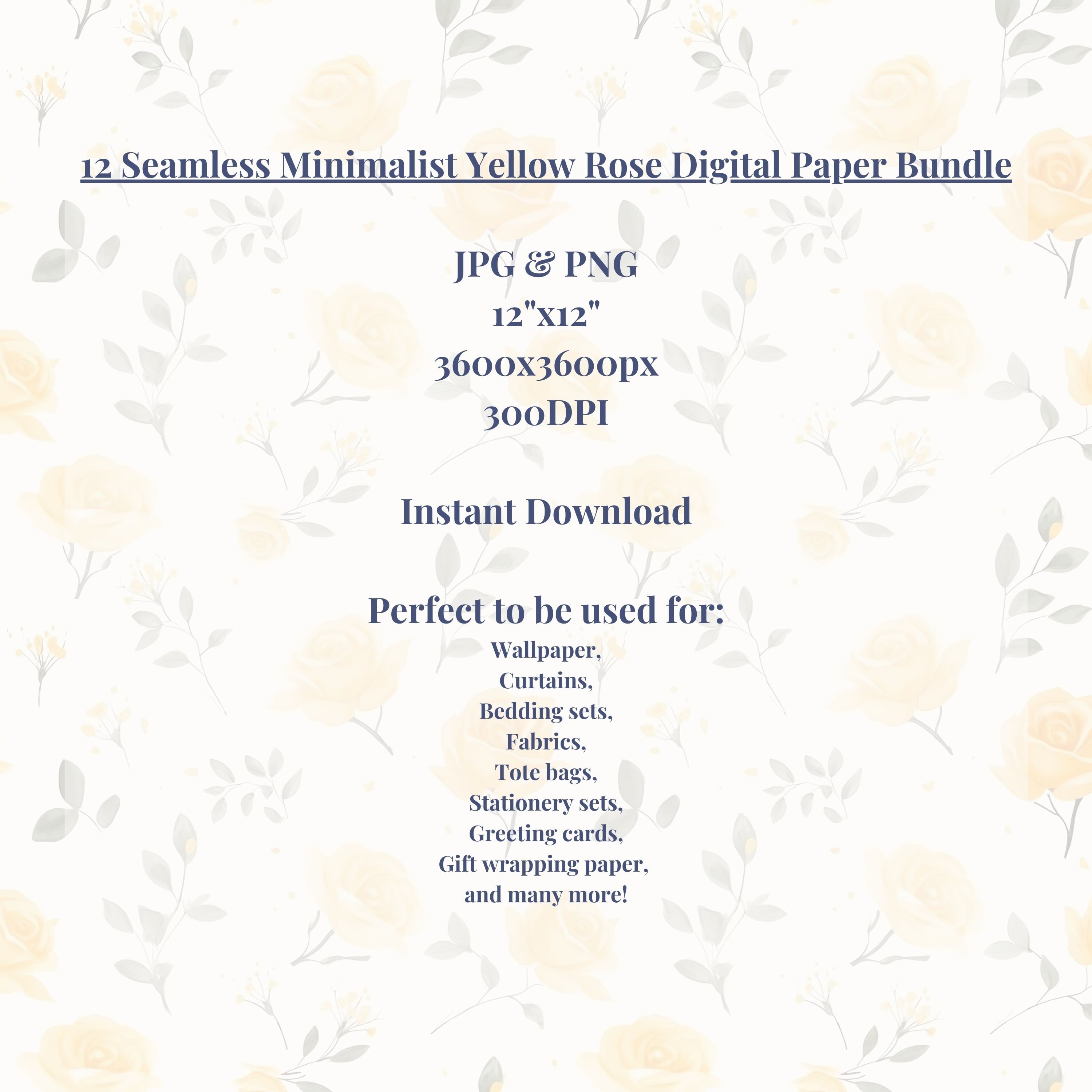 Seamless Minimalist Yellow Rose Digital Paper Seamless Rose - Etsy