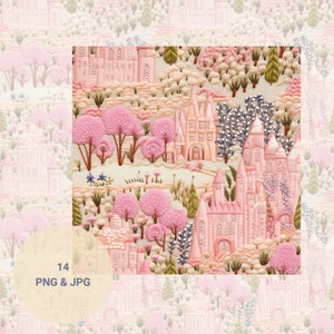 Seamless Knitted Castle Embroidery Princess Pattern Digital Download 3D ...