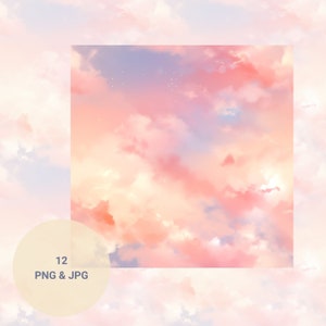 Seamless Sunset Sky Pattern Clouds Digital Paper Seamless Dreamy Sky ...