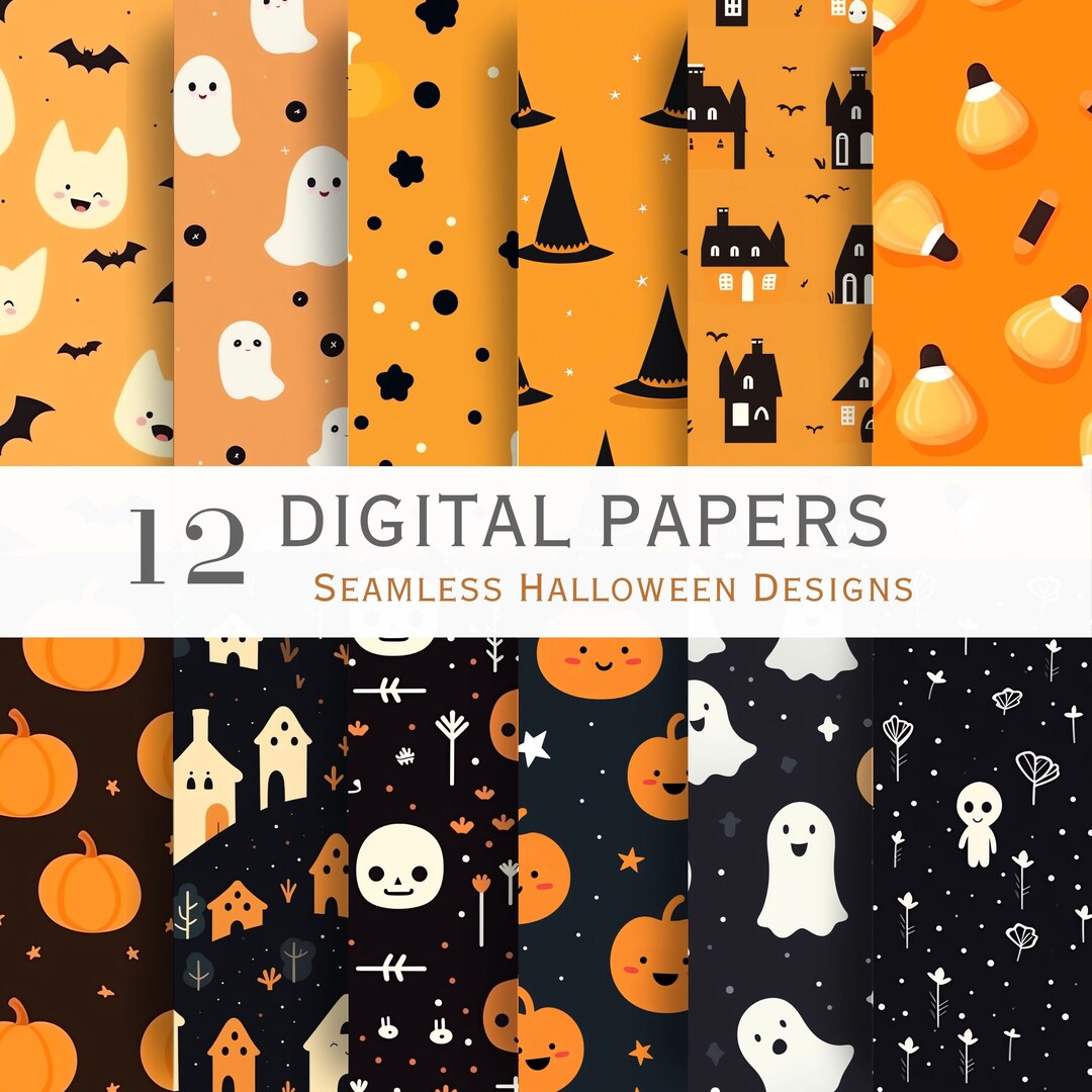 Seamless Mini Halloween Digital Paper Seamless Halloween Pattern ...