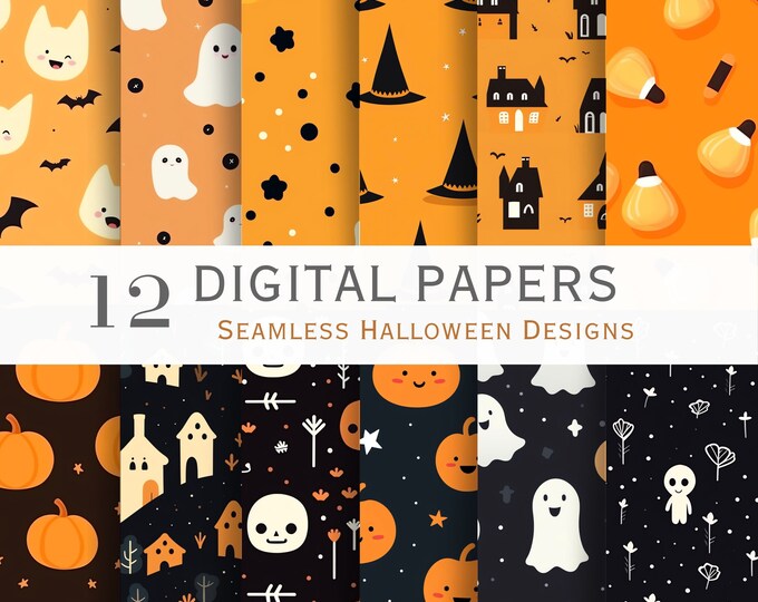 Seamless Mini Halloween Digital Paper Seamless Halloween Pattern ...