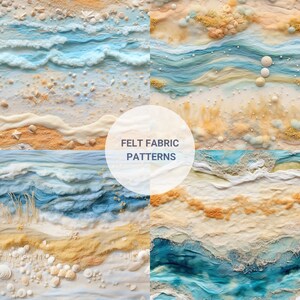 Seamless Beach Embroidery Felt Digital Paper Seamless Waves Needle ...