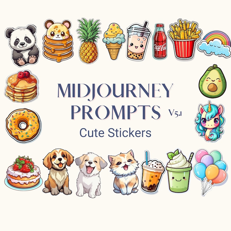 Midjourney Prompts for Stickers AI Cute Stickers Guide Vector - Etsy ...
