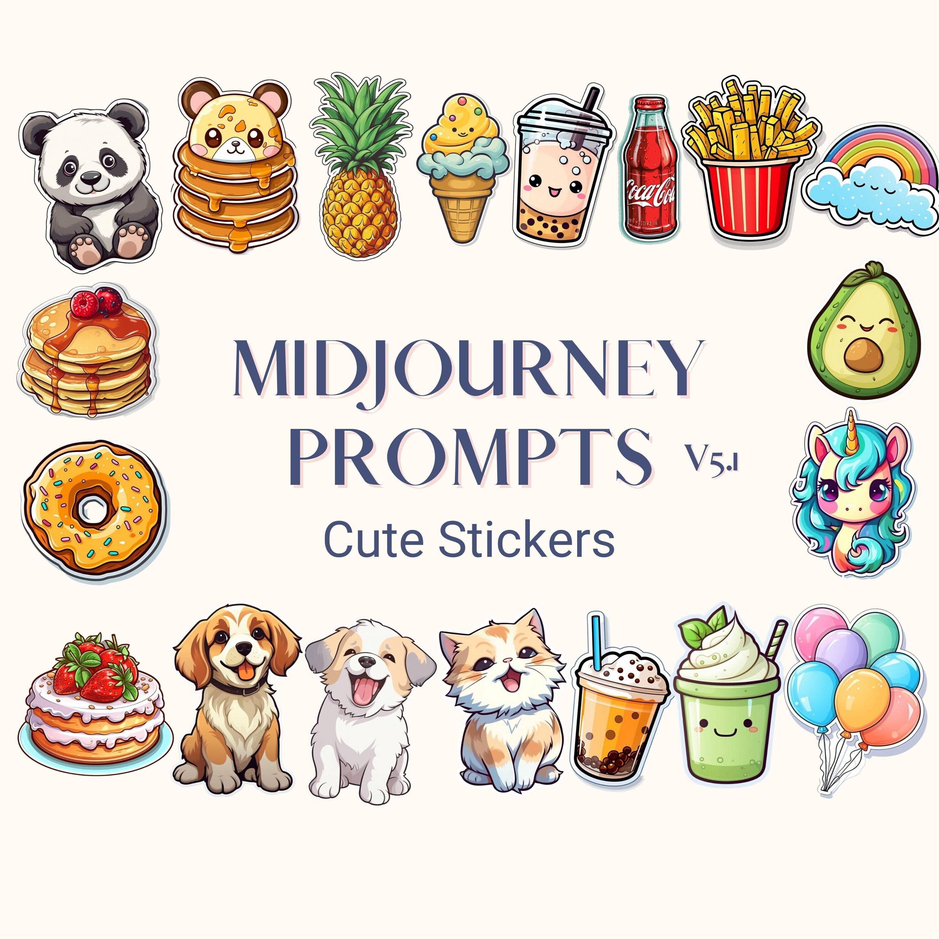 Midjourney Prompts for Stickers AI Cute Stickers Guide Vector - Etsy Canada