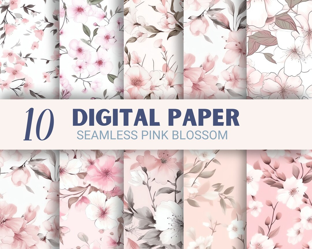 Seamless Blossom Digital Paper Seamless Cherry Blossom Scrapbook Paper ...