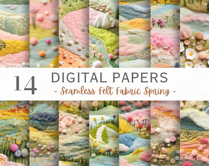 Seamless Spring Embroidery Felt Digital Paper Seamless Spring Needle ...