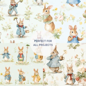 Seamless Beatrix Potter Spring Inspired Pattern Potter Rabbit Digital ...