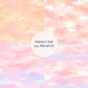 Seamless Sunset Sky Pattern Clouds Digital Paper Seamless Dreamy Sky ...
