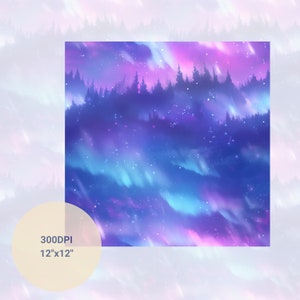 Northern Lights Pattern Digital Paper Seamless Dreamy Sky Patterns ...