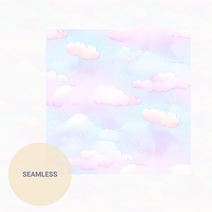 Seamless Clouds Pattern Digital Paper Seamless Dreamy Cloud Pattern Scrapbook Paper Sky Seamless ...