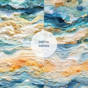 Seamless Ocean Embroidery Felt Digital Paper Seamless Waves Needle ...