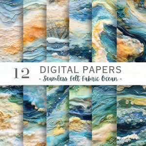Seamless Ocean Embroidery Felt Digital Paper Seamless Waves Needle ...