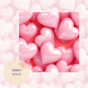 Inflatable Hearts Seamless Puffy Pattern Digital Download 3D Balloon ...
