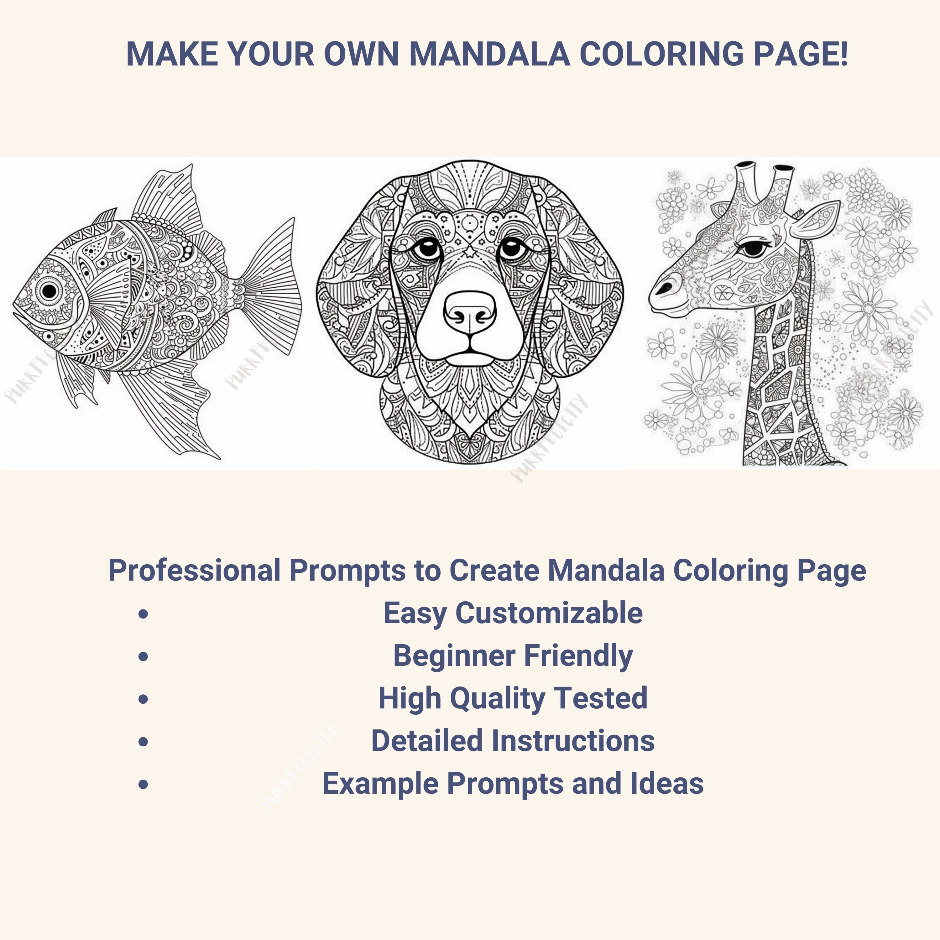 Midjourney Prompts for Coloring Page Mandala Theme Cute - Etsy Australia