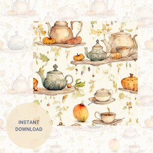 Seamless Beatrix Potter Inspired Fall Pattern Watercolor Style Fall ...