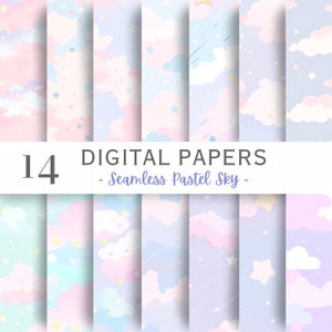 Seamless Pastel Clouds Pattern Digital Paper Seamless Cloud Pattern ...