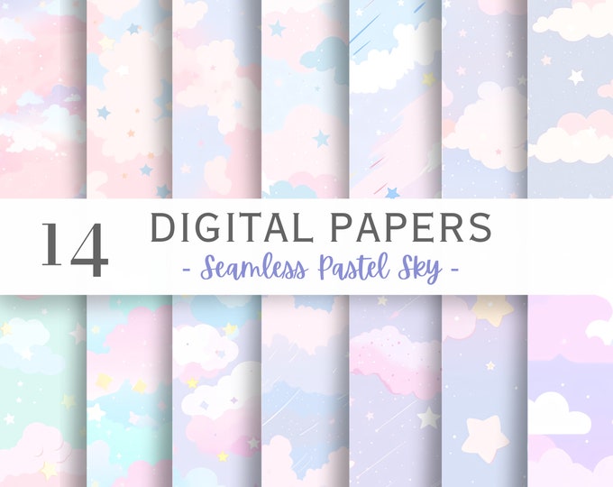 Seamless Pastel Clouds Pattern Digital Paper Seamless Cloud Pattern ...