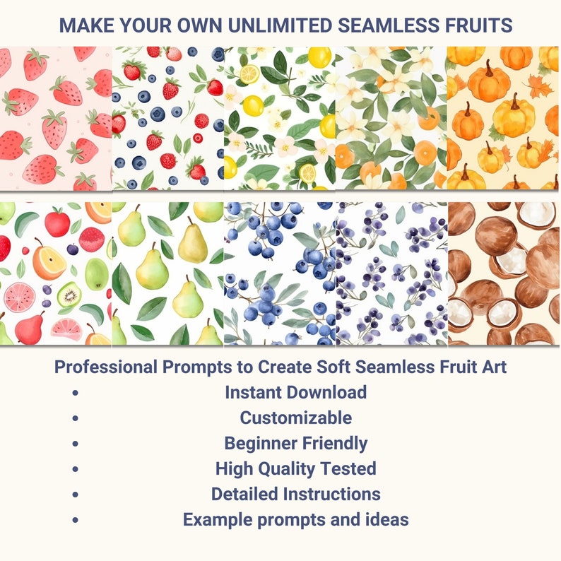 Midjourney Prompts Seamless Fruit Patterns AI Ultimate Guide - Etsy
