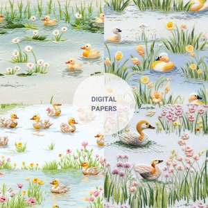 Seamless Knitted Ducks Embroidery Pond Pattern Digital Download 3D ...
