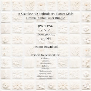 Seamless Embroidery Felt Floral Grids Digital Paper Seamless Squared ...