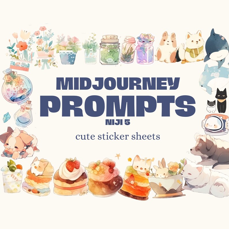 Midjourney Niji 5 Sticker Sheets Prompts AI Ultimate Stickers - Etsy