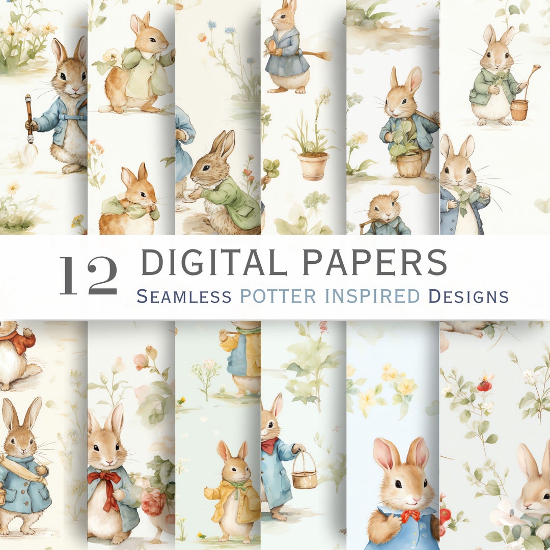 Seamless Beatrix Potter Spring Inspired Pattern Potter Rabbit Digital ...