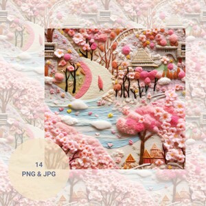 Seamless Knitted Cherry Blossom Digital Paper Seamless Floral Pattern ...