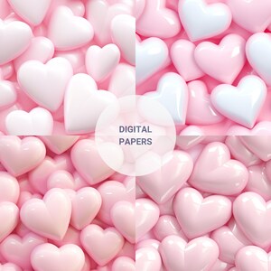 Inflatable Hearts Seamless Puffy Pattern Digital Download 3D Balloon ...