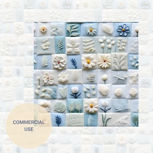 Seamless Embroidery Felt Floral Grids Digital Paper Seamless Squared ...