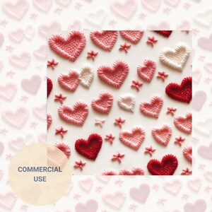 Seamless Knitted Hearts Embroidery Pattern Digital Download 3D Knitted ...