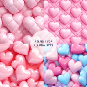 Inflatable Hearts Seamless Puffy Pattern Digital Download 3D Balloon ...