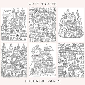 Cute Houses Coloring Pages, 45 Minimalist Kawaii House Coloring for Kid ...