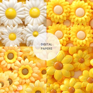 Inflatable Sunflowers Seamless Puffy Pattern Digital Download 3D ...