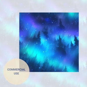Northern Lights Pattern Digital Paper Seamless Dreamy Sky Patterns ...