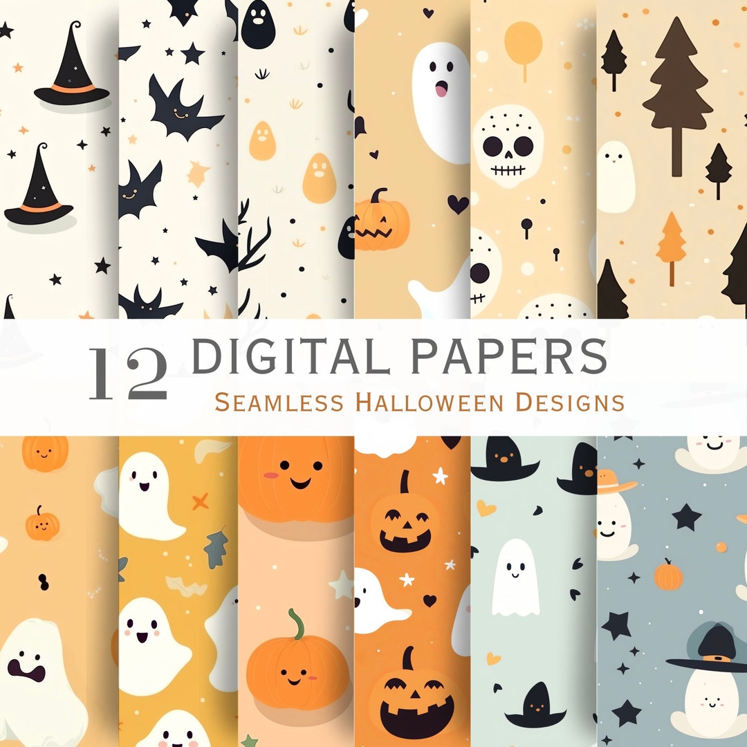 Seamless Halloween Digital Paper Seamless Halloween Pattern Scrapbook ...