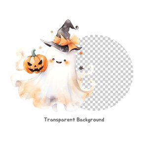 Cute Ghost PNG Watercolor Clipart Spooky Adorable Bundle Transparent ...