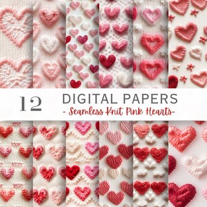 Seamless Knitted Hearts Embroidery Pattern Digital Download 3D Knitted ...
