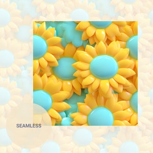 Inflatable Sunflowers Seamless Puffy Pattern Digital Download 3D ...