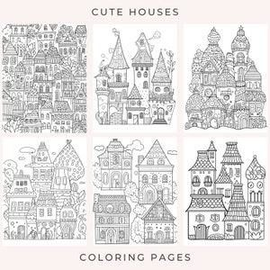 Cute Houses Coloring Pages, 45 Minimalist Kawaii House Coloring for Kid ...