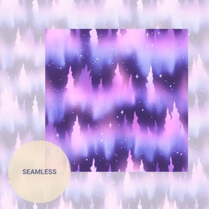 Northern Lights Pattern Digital Paper Seamless Dreamy Sky Patterns ...